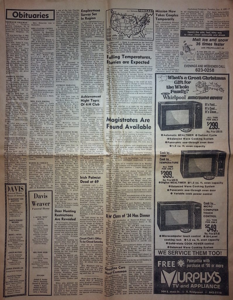 John Lennon's Death as Reported in the Clarksburg Telegram Dec 9, 1980 ...